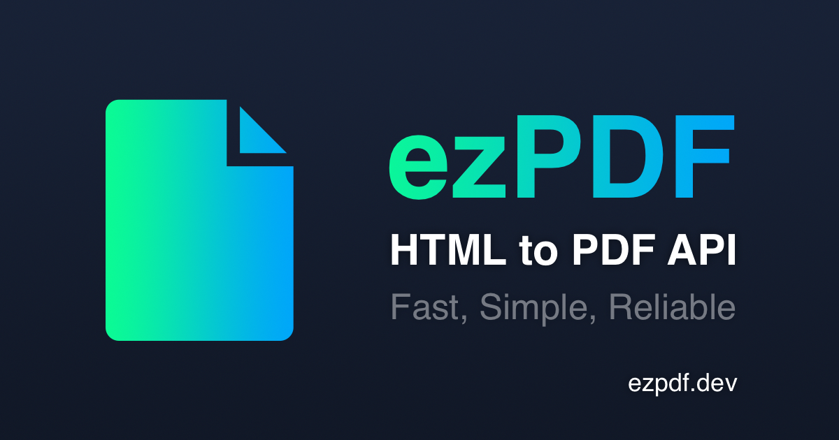 ezPDF - Easy HTML to PDF Conversion API